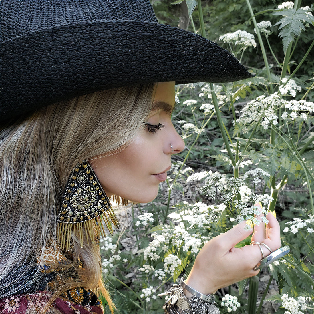 Hand Beaded Oversize Triangle Earrings – koa kaya