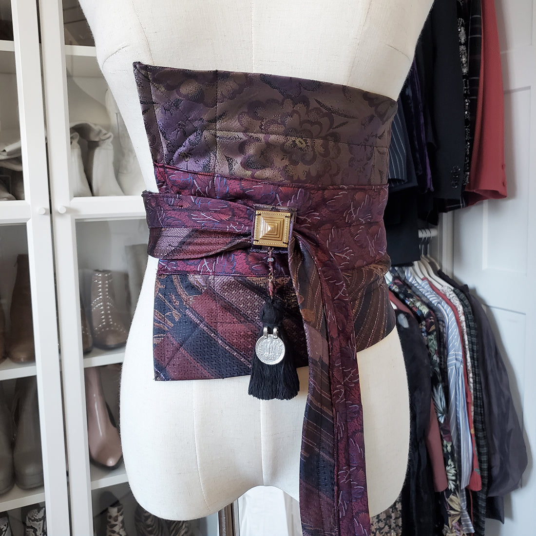 Corset Belt - Recycled ties - Plum – koa kaya