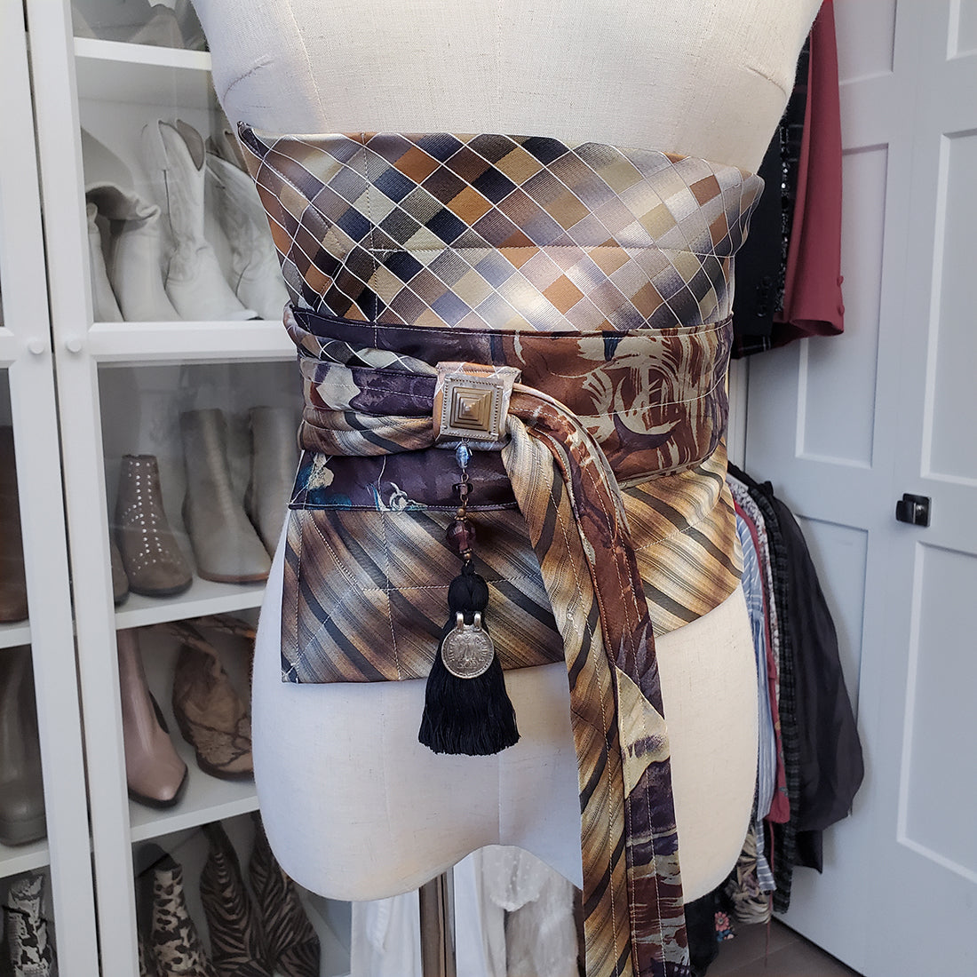 Corset Belt - Recycled ties - Beige – koa kaya